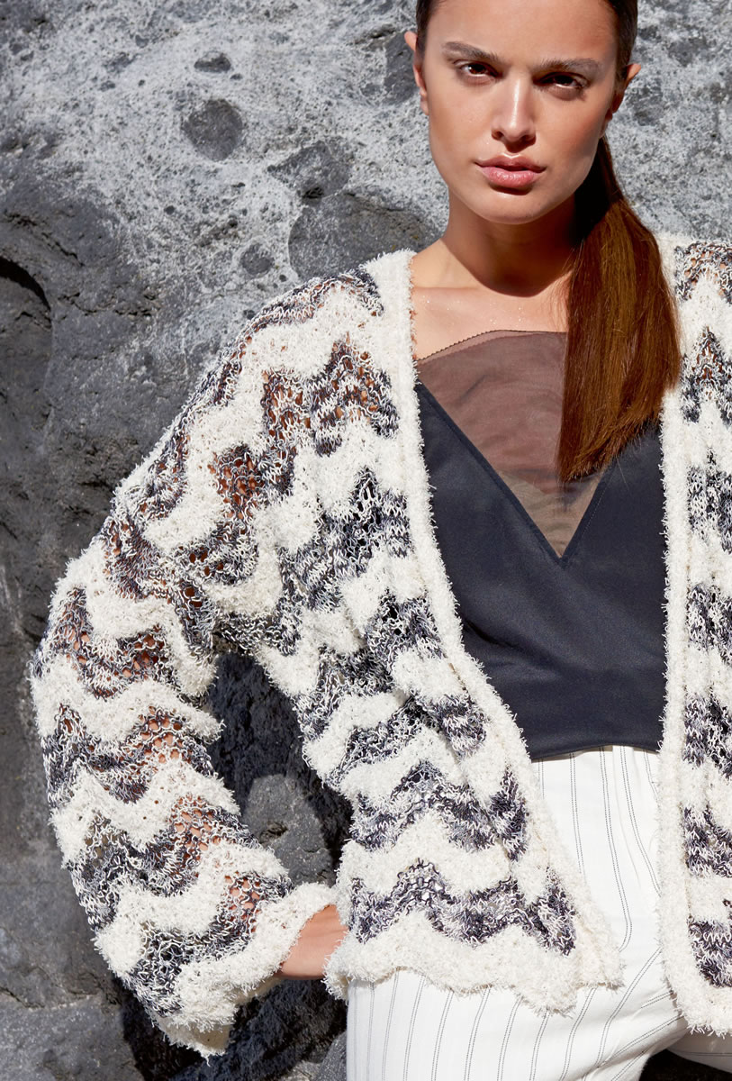 JACKET IN TEXTURED WAVE PATTERN Gallina/Secondo Print from Lana Grossa ...